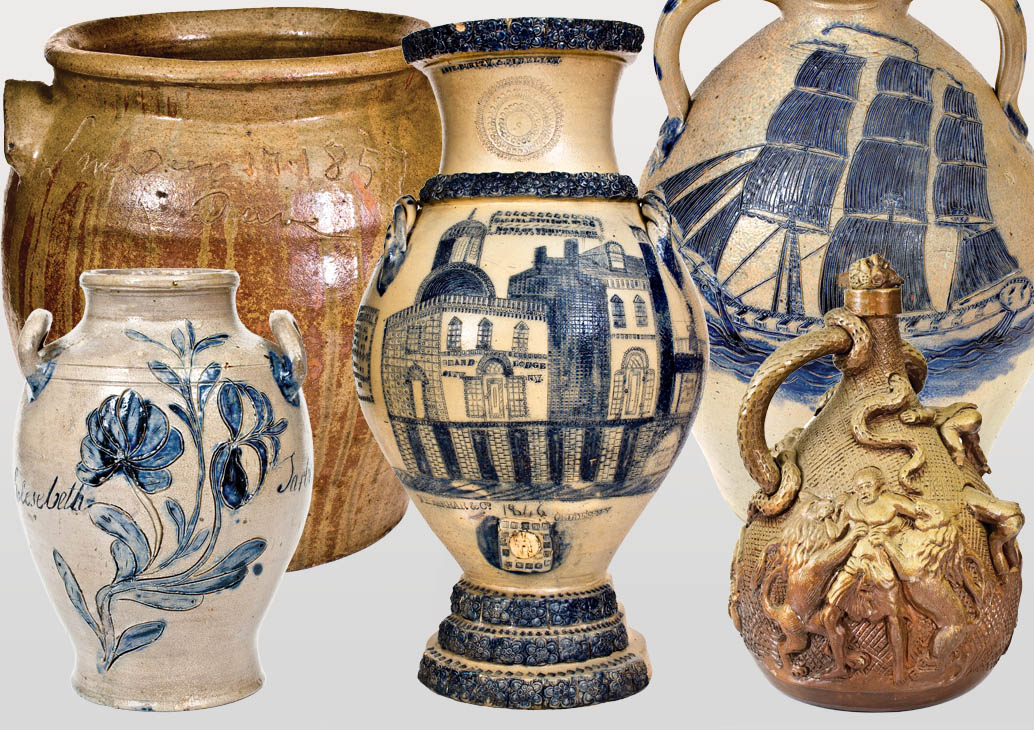 Antique Stoneware Auction, American Redware Pottery Auction by Crocker Farm